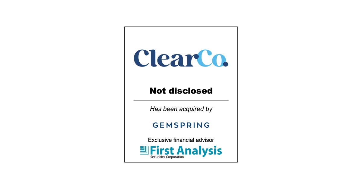 First Analysis acted as the exclusive financial advisor to ClearCompany ...